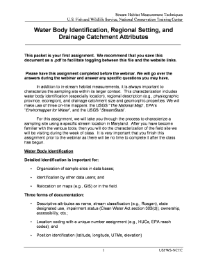 Fillable Online training fws Water Body Identification, Regional ...