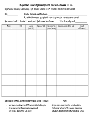 Fillable Online Request form for investigation of potential Norovirus ...