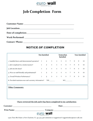 Fillable Online Work Completion-Customer Satisfaction Form.doc Fax ...