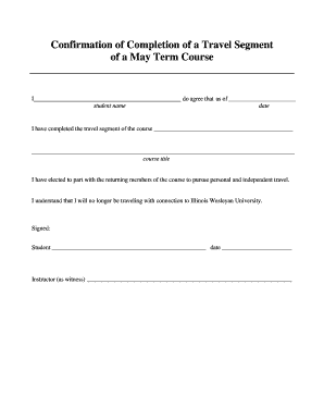 Fillable Online Confirmation of Completion of a Travel Segment Fax ...