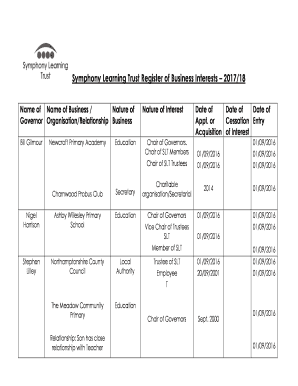 Fillable Online Proforma Register of Business Interests. back of form ...