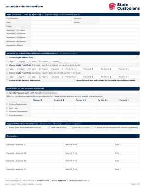Fillable Online Variations Multi Purpose Form - State Custodians Fax ...
