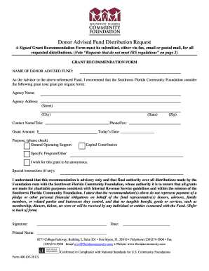 Fillable Online A Signed Grant Recommendation Form must be submitted ...