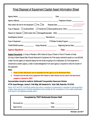 Fillable Online Final Disposal of Equipment Capital Asset Information Sheet Fax Email Print ...