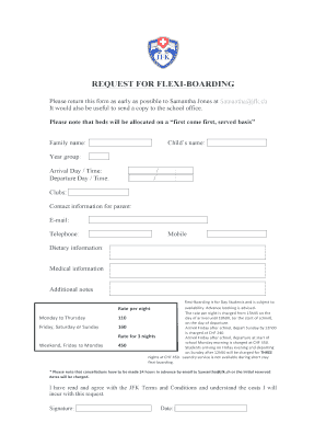 Fillable Online Flexi Boarding Form Fax Email Print - pdfFiller