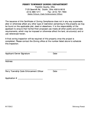 Fillable Online PERRY TOWNSHIP ZONING DEPARTMENT Fax Email Print ...