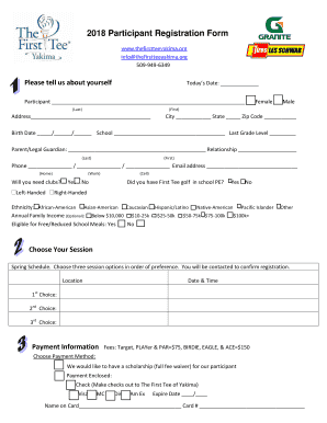 Fillable Online 2018 Participant Registration Form Fax Email Print ...