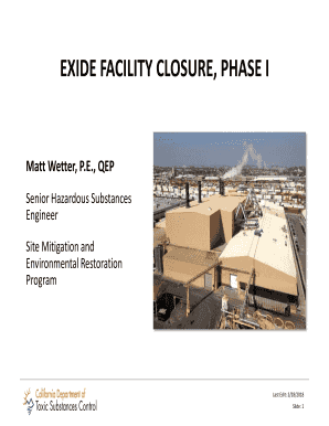 Fillable Online Exide Facility Closure, Phase I Presentation Fax Email ...