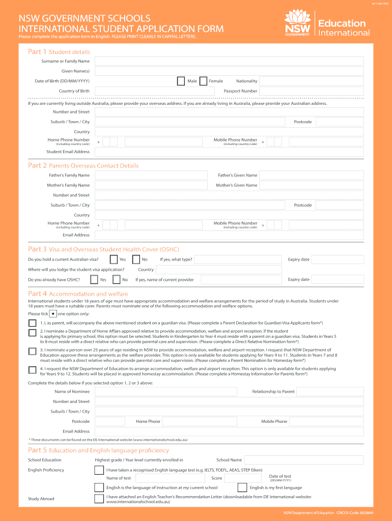 Fillable Online International Student Application Form - DE ...