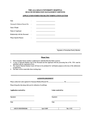 Fillable Online application for a certified death certificate copy or ...