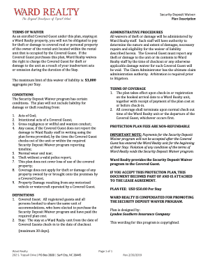Fillable Online Security Deposit Waiver: Fax Email Print - pdfFiller
