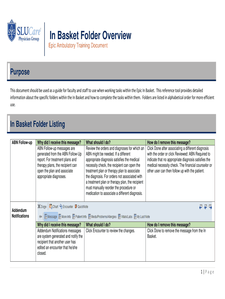 Fillable Online In Basket Folder Overview Fax Email Print - pdfFiller