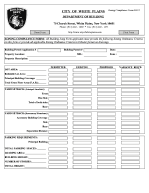 Fillable Online Zoning Compliance Form 04/13 Fax Email Print - pdfFiller