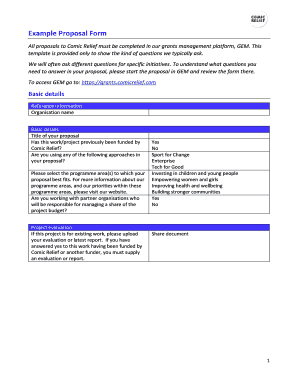 Fillable Online Example Proposal Form - Comic Relief Fax Email Print ...
