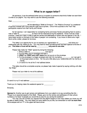 Fillable Online What is an agape letter - Four Corners Emmaus Community ...