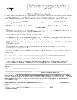 Fillable Online affidavit of single parent custody Fax Email Print ...