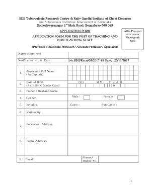 Fillable Online Application Form - SDS TRC and Rajiv Gandhi Institute ...