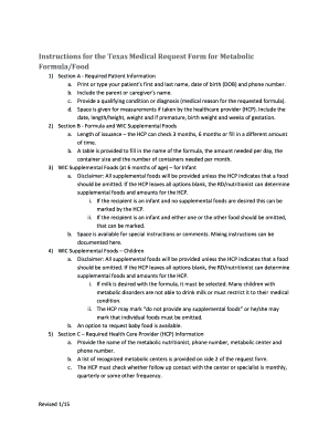 Fillable Online Instructions for the Texas Medical Request Form for ...