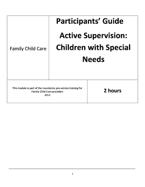 Fillable Online Participants' Guide Active Supervision: Children with ...