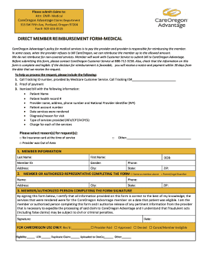 Fillable Online direct member reimbursement form med claims Fax Email ...