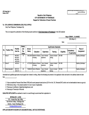 Fillable Online CS Form No. 9 - paranaquecity.gov.ph Fax Email Print ...