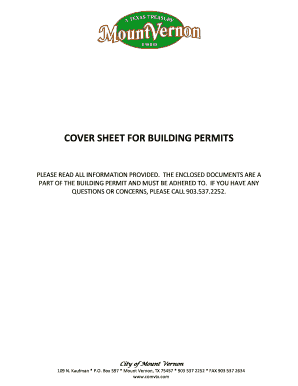 Fillable Online COVER SHEET FOR BUILDING PERMITS Fax Email Print ...