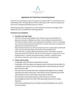 Fillable Online Agreement for Third-Party Fundraising Events Fax Email ...
