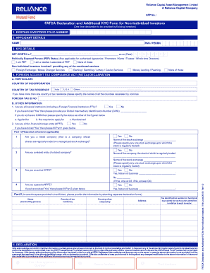 Fillable Online FATCA Declaration and Additional KYC Form for Non ...