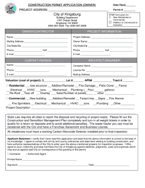 Fillable Online Property Owner Construction Permit Application (pdf ...