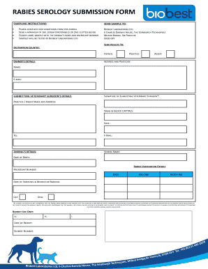 Fillable Online RABIES SEROLOGY SUBMISSION FORM Fax Email Print - pdfFiller
