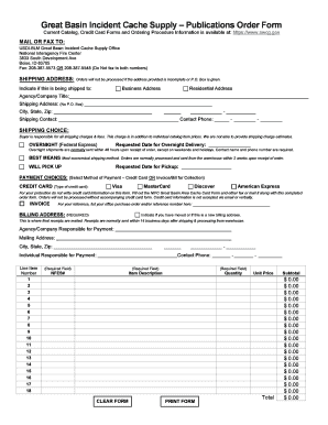 Fillable Online Great Basin Cache Supply - Publications Order Form ...