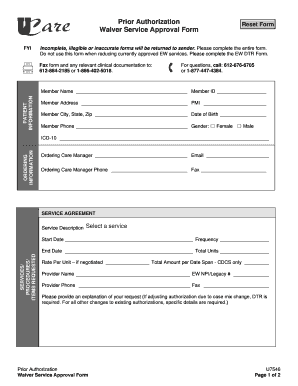 Fillable Online Prior Authorization Waiver Service Approval Form Fax ...
