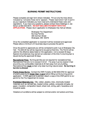 Fillable Online minnesota open burning & shakopee local permit Fax ...