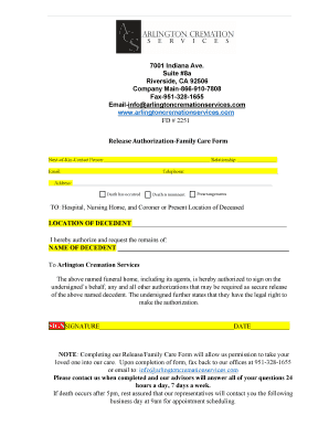 Fillable Online Release Authorization-Family Care Form Fax Email Print ...