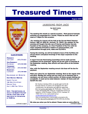 Fillable Online Treasured Tim es - Golden Triangle Explorers Society ...