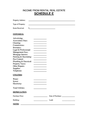 Fillable Online INCOME FROM RENTAL REAL ESTATE SCHEDULE E Fax Email ...