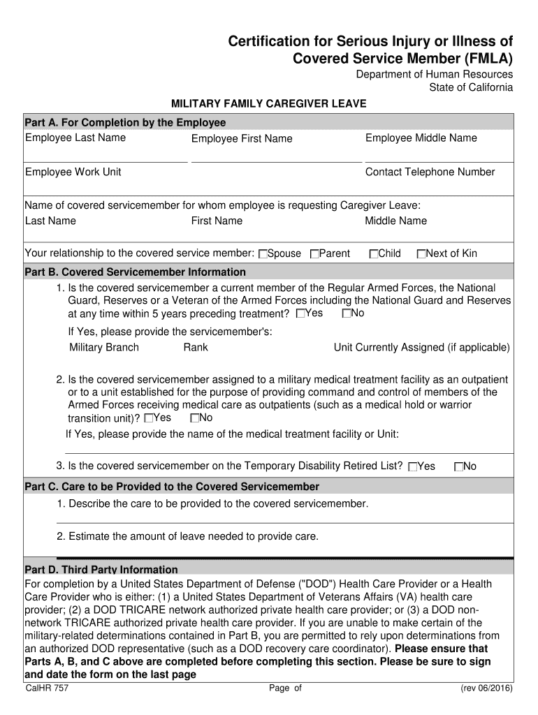 Fillable Online Certification for Serious Injury or Illness of Covered ...