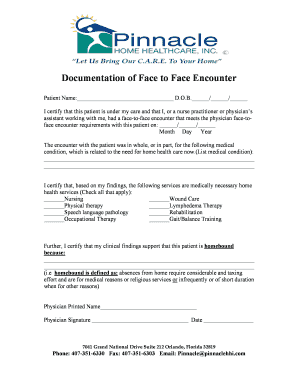 Fillable Online Documentation of Face to Face Encounter - Fax Email ...
