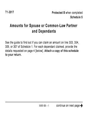 Fillable Online 5000-S5 T1 General - Schedule 5 - Amounts for ...