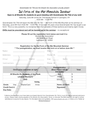 Fillable Online Sai Form of the Mei Mountain Seminar Fax Email Print ...