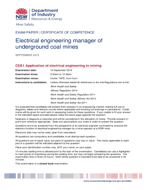 Fillable Online Electrical engineering manager of underground coal ...