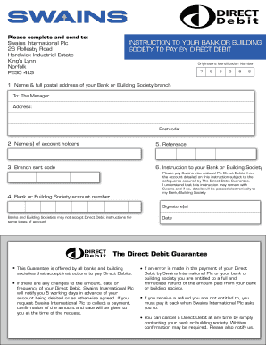 Fillable Online The Direct Debit Guarantee - Swains Fax Email Print ...