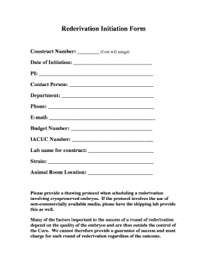 Fillable Online Rederivation Initiation Form Fax Email Print - pdfFiller