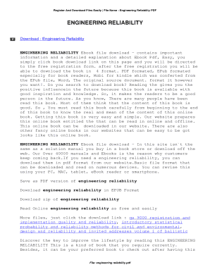 Fillable Online Engineering Reliability. Engineering Reliability Fax ...