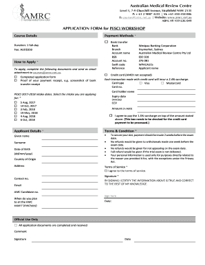 Fillable Online PESCI application form - Australian Medical Review ...