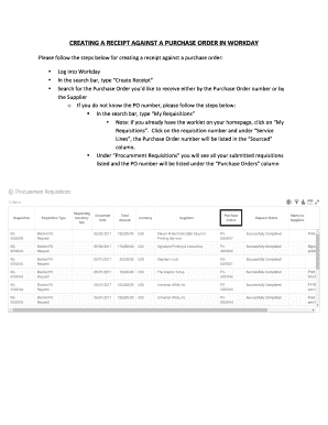 Fillable Online Creating a Receipt against a Purchase Order in Workday ...