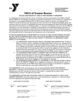 Fillable Online Visitor Waiver - YMCA of Greater Boston Fax Email Print ...