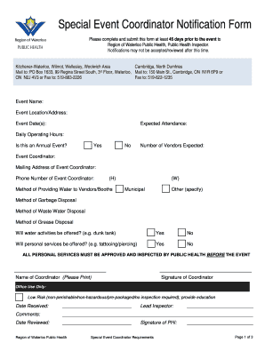 Fillable Online Special Event Coordinator Application. this is a special event application form ...