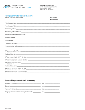 Fillable Online Foreign Bank Wire Transmittal Form Fax Email Print ...