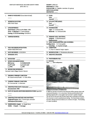 Fillable Online KENTUCKY INDIVIDUAL BUILDING SURVEY FORM (KHC 2011-1 ...